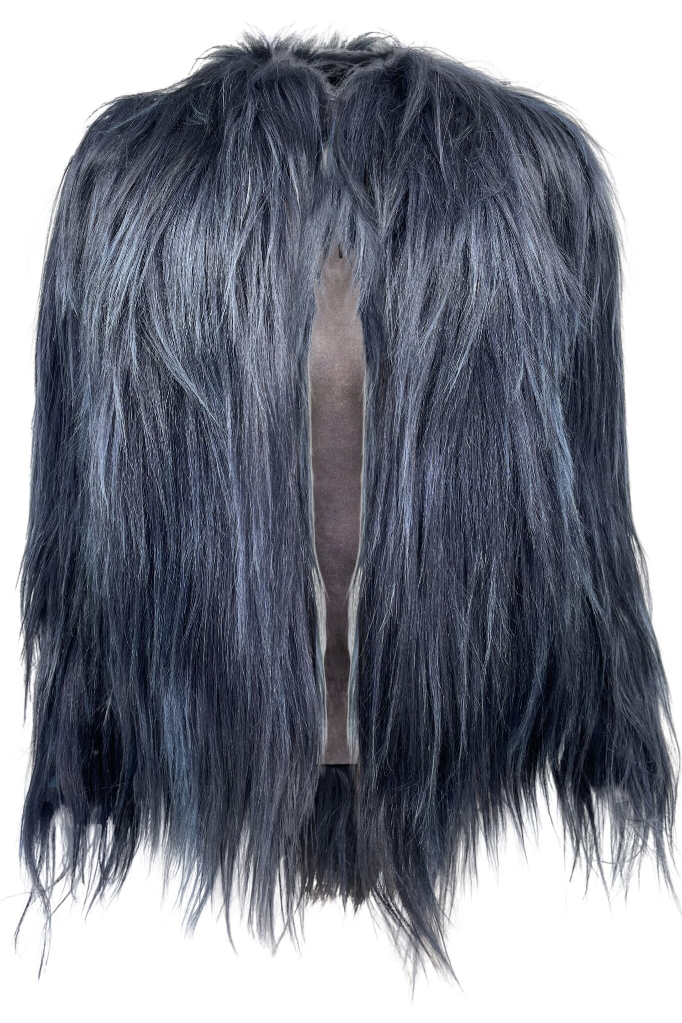 IRFE Dark Blue Goat Fur Short Coat - IRFE