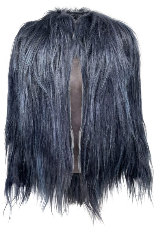 IRFE Dark Blue Goat Fur Short Coat - IRFE