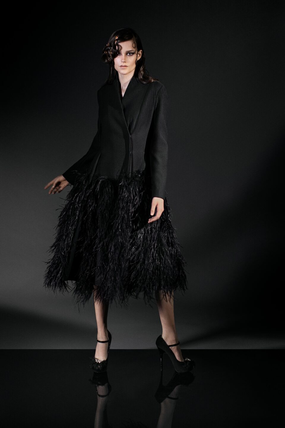 IRFE Black Ostrich Feathers Coat - IRFE