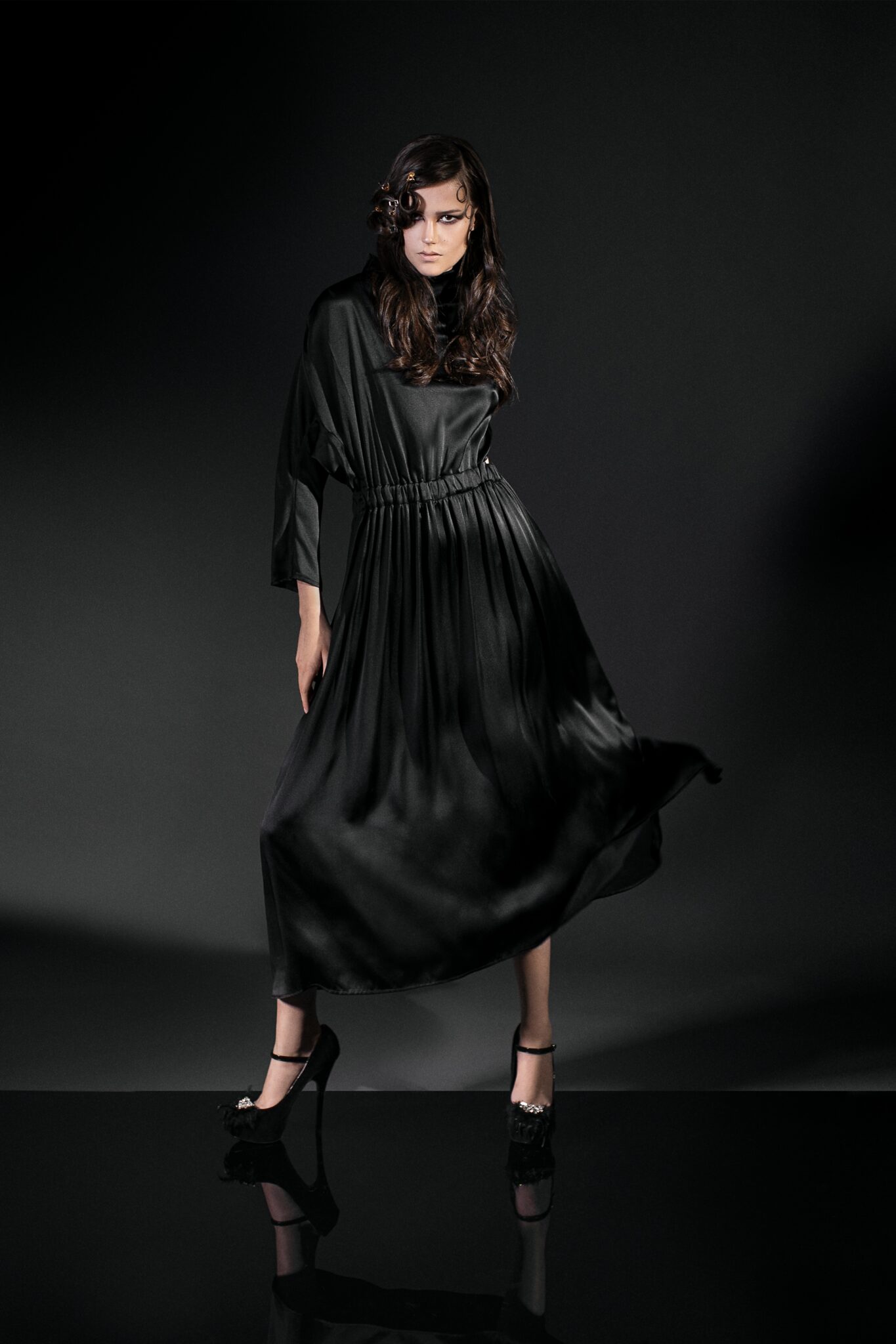 IRFE Black Silk Evening Dress - IRFE