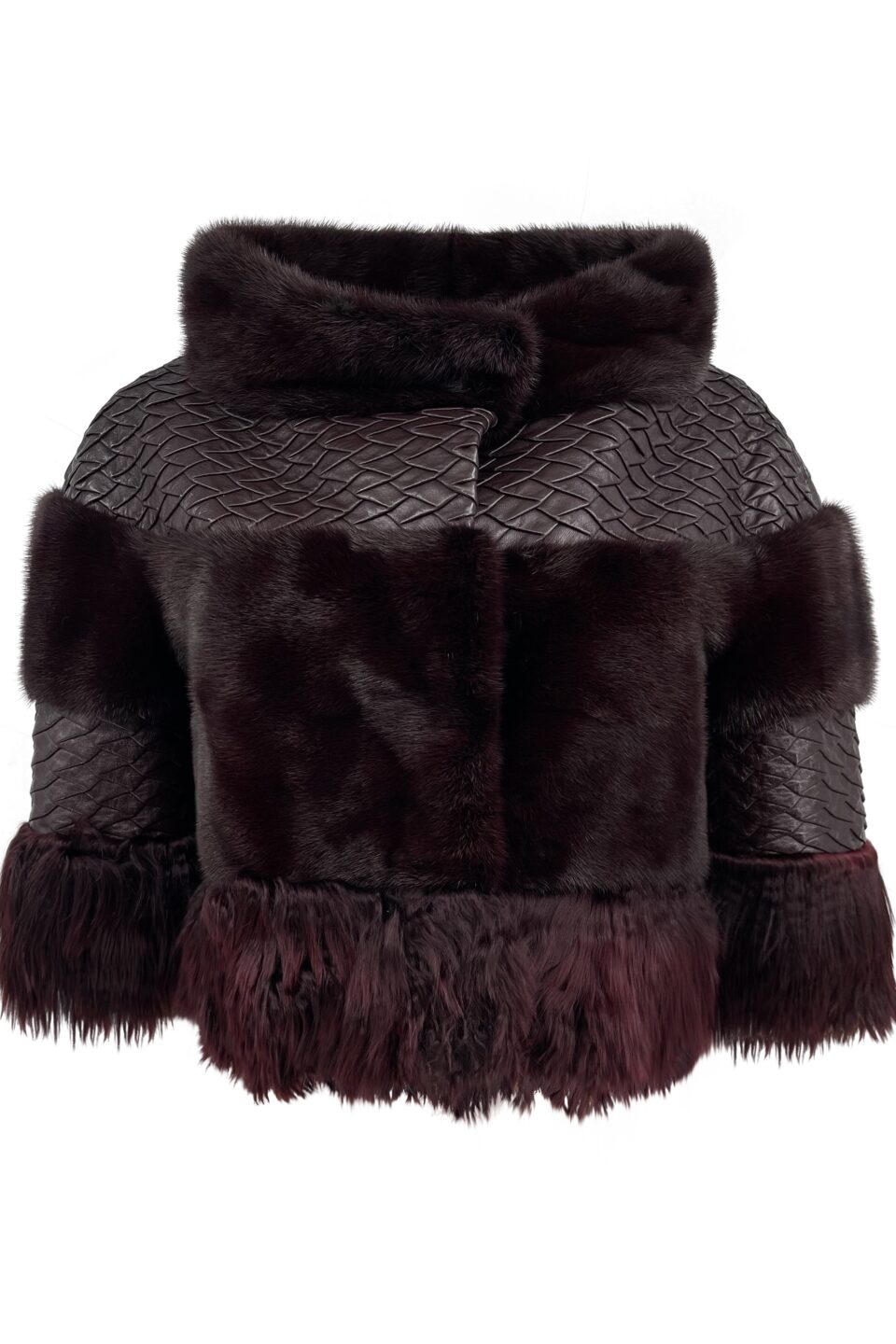 IRFE BURGUNDY MINK AND ALPACA FUR JACKET - IRFE